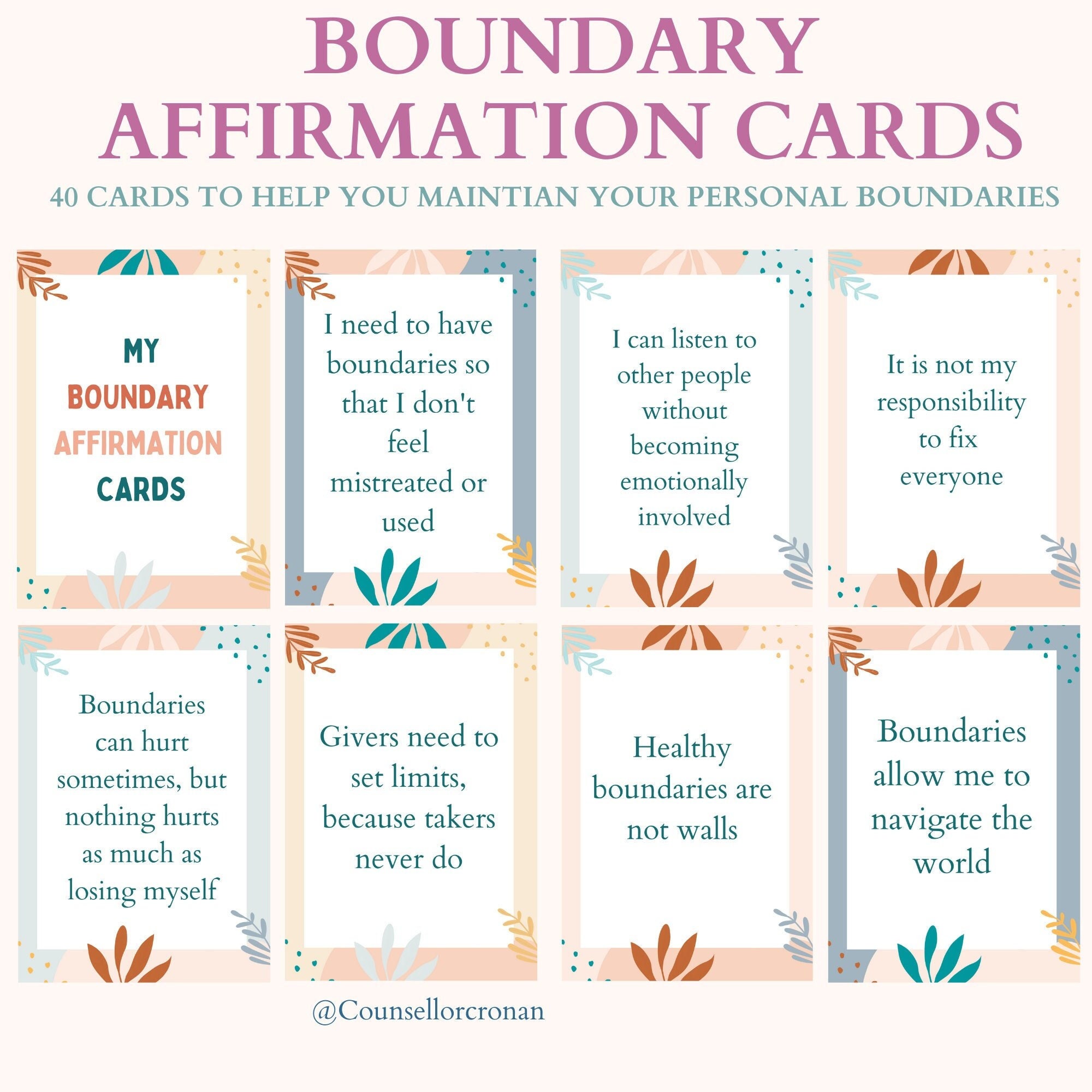 Boundary Setting Affirmation Cards DBT Boundaries Boundary - Etsy Australia