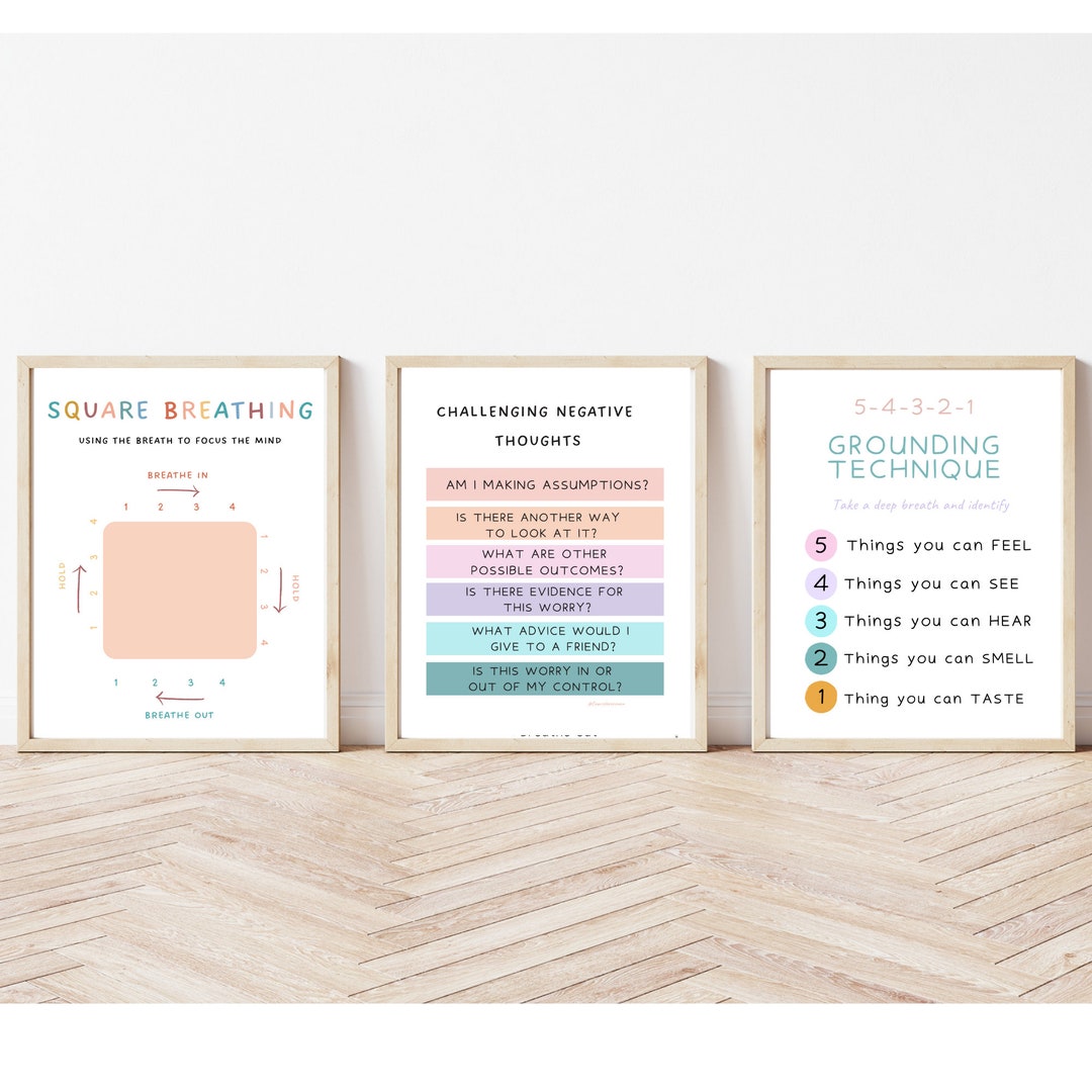 Rainbow Feelings Wall Art, Classroom Decor Bundle, Therapy Office Decor ...