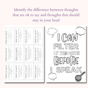 Think It or Say It Worksheets, Social Filter Activities, Social Skills ...
