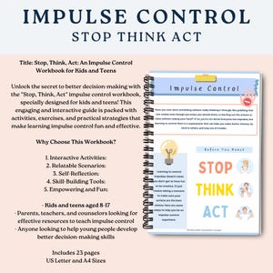 Impulse Control Worksheets for Kids and Teens: Emotional Regulation ...