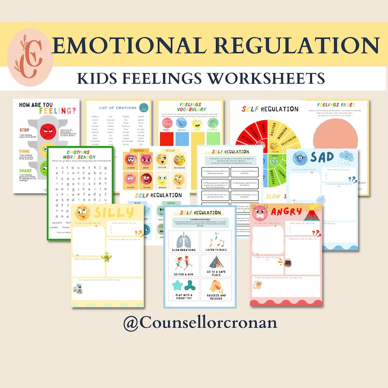 Self Regulation Zone Kids Feeling Worksheets School - Etsy