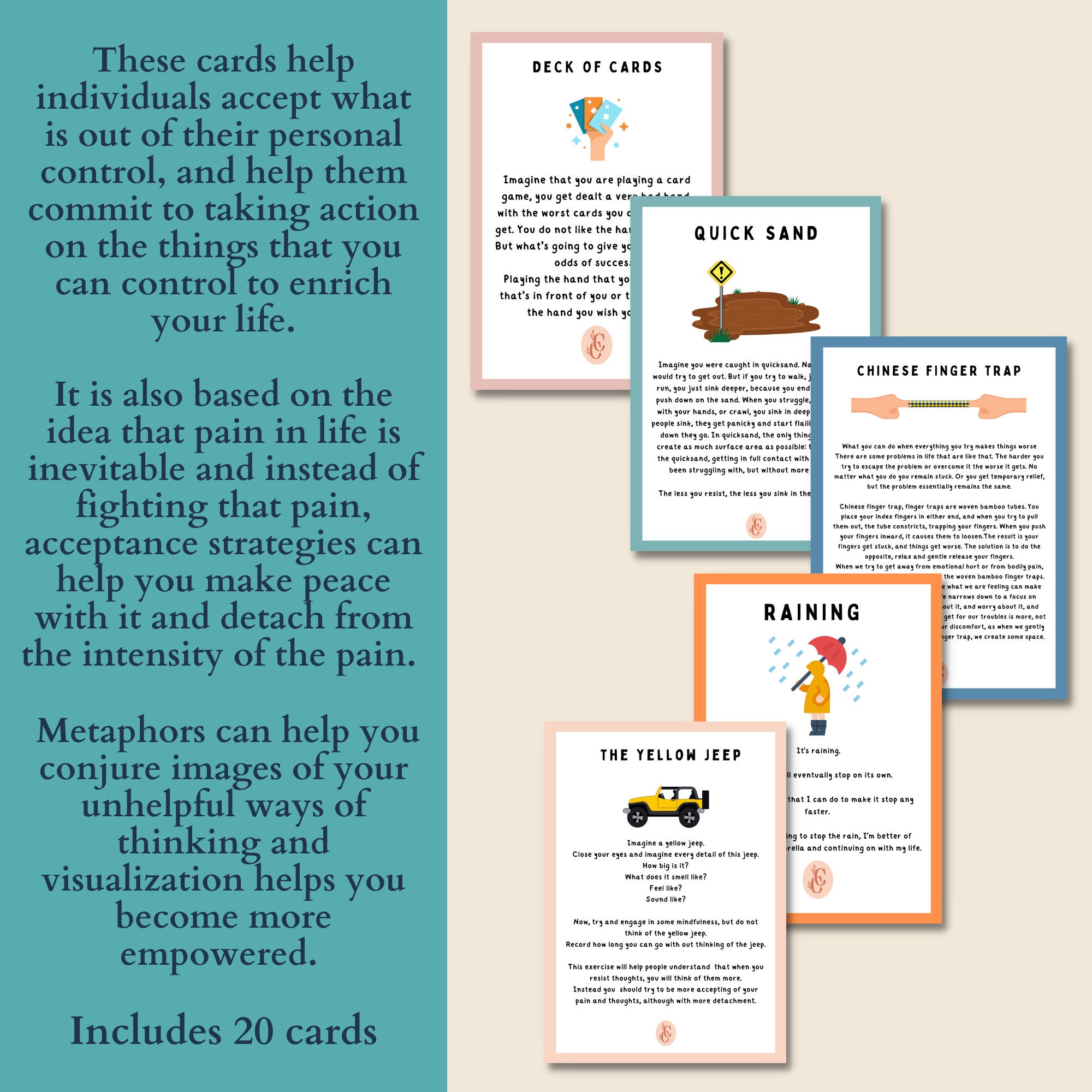 Acceptance Therapy Metaphor Flash Cards Commitment Therapy - Etsy Australia