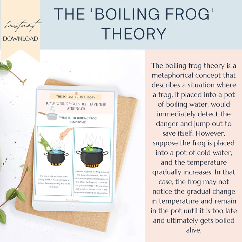 The Boiling Frog Theory Self-help Worksheets, Therapy Workbook, Self ...