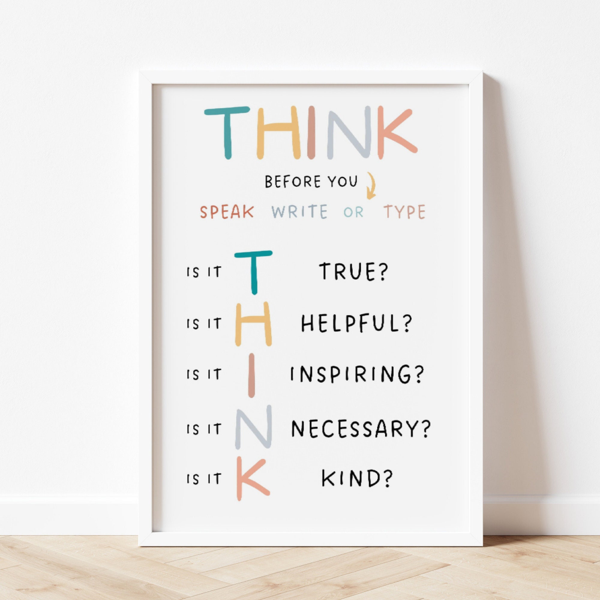 Think Before You Speak Poster Classroom Decor Classroom | Etsy