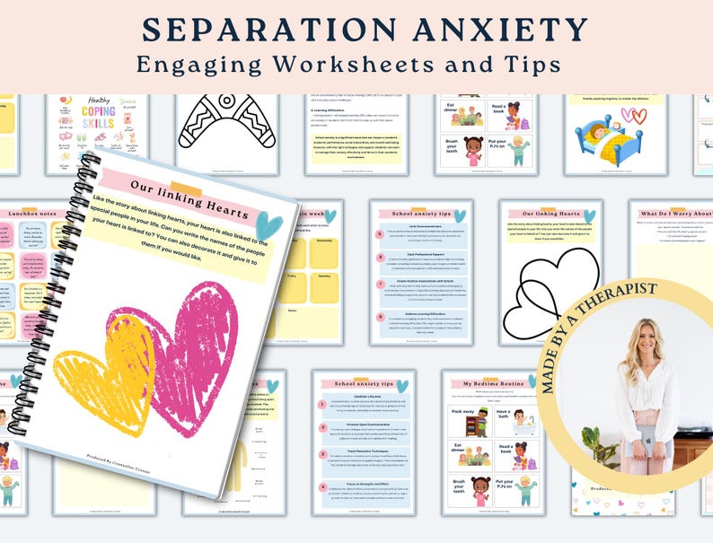 Kids Separation Anxiety Worksheets for Parents, Therapists, Counselors ...