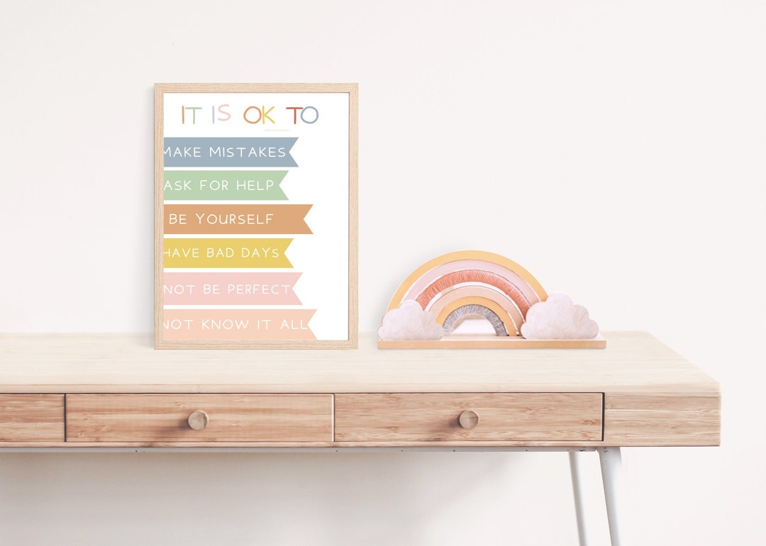RAINBOW It's Ok to Be Yourself Affirmation Poster - Etsy