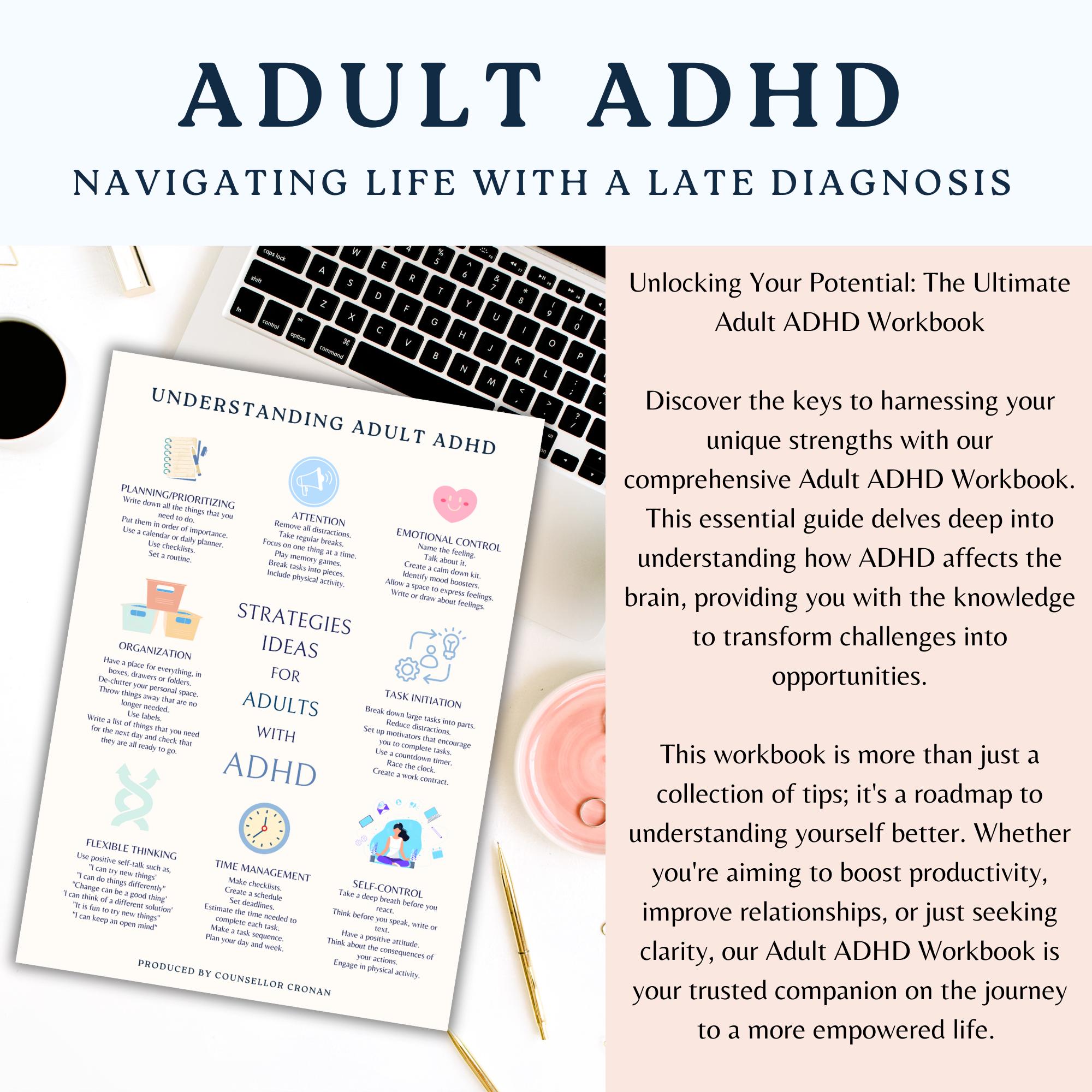 ADHD Therapy Workbook, Adhd Planner Adult, ADHD Late Diagnosis ...