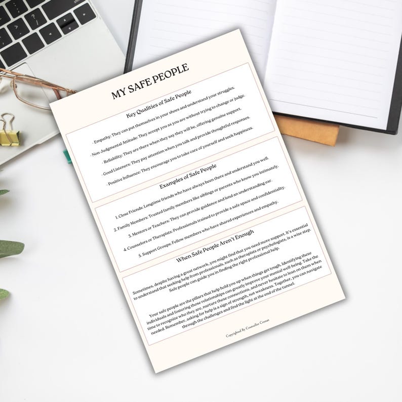 Safety Plan Worksheets for All Ages, Therapist Notes, Therapist ...