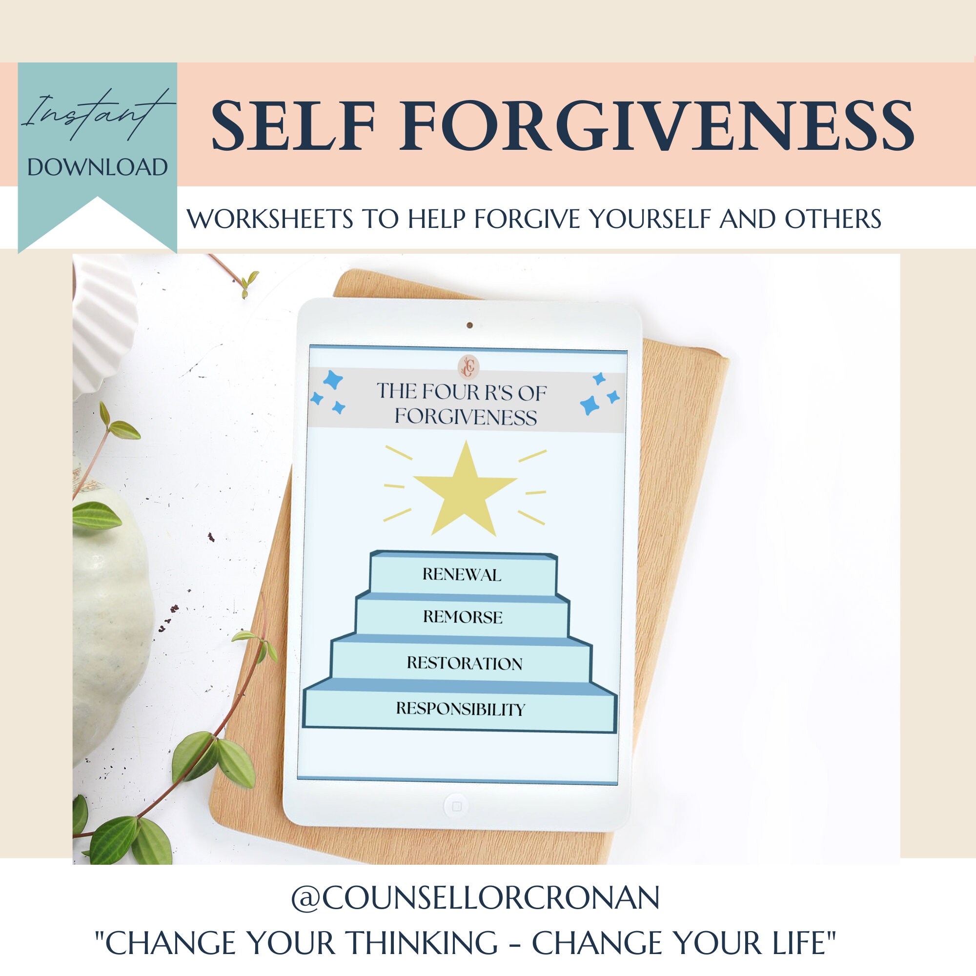 Self Forgiveness Worksheet Digital Download Journal PDF Self - Etsy ...