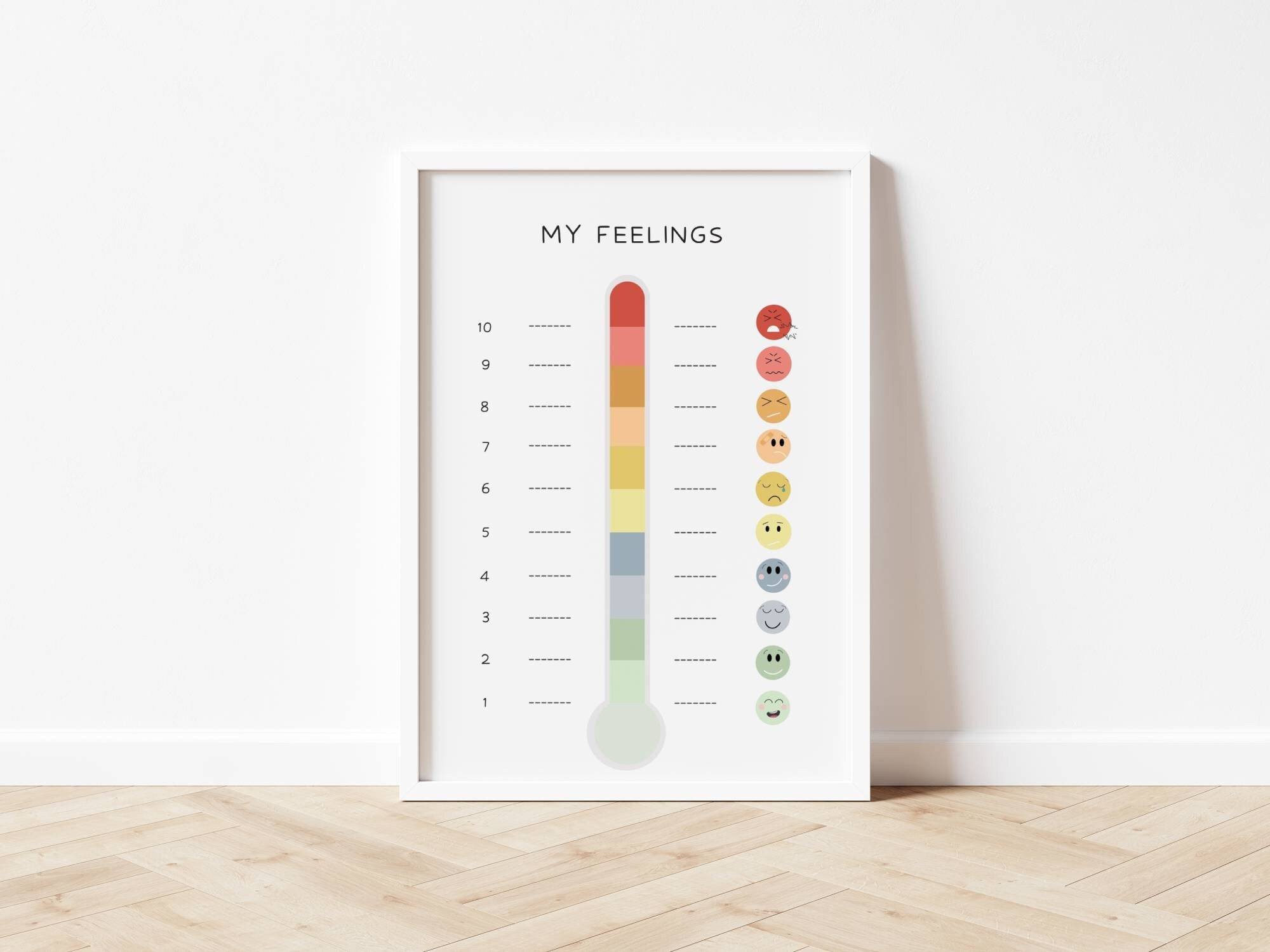 Home Décor Mental health Rainbow Feelings thermometer Feelings chart ...