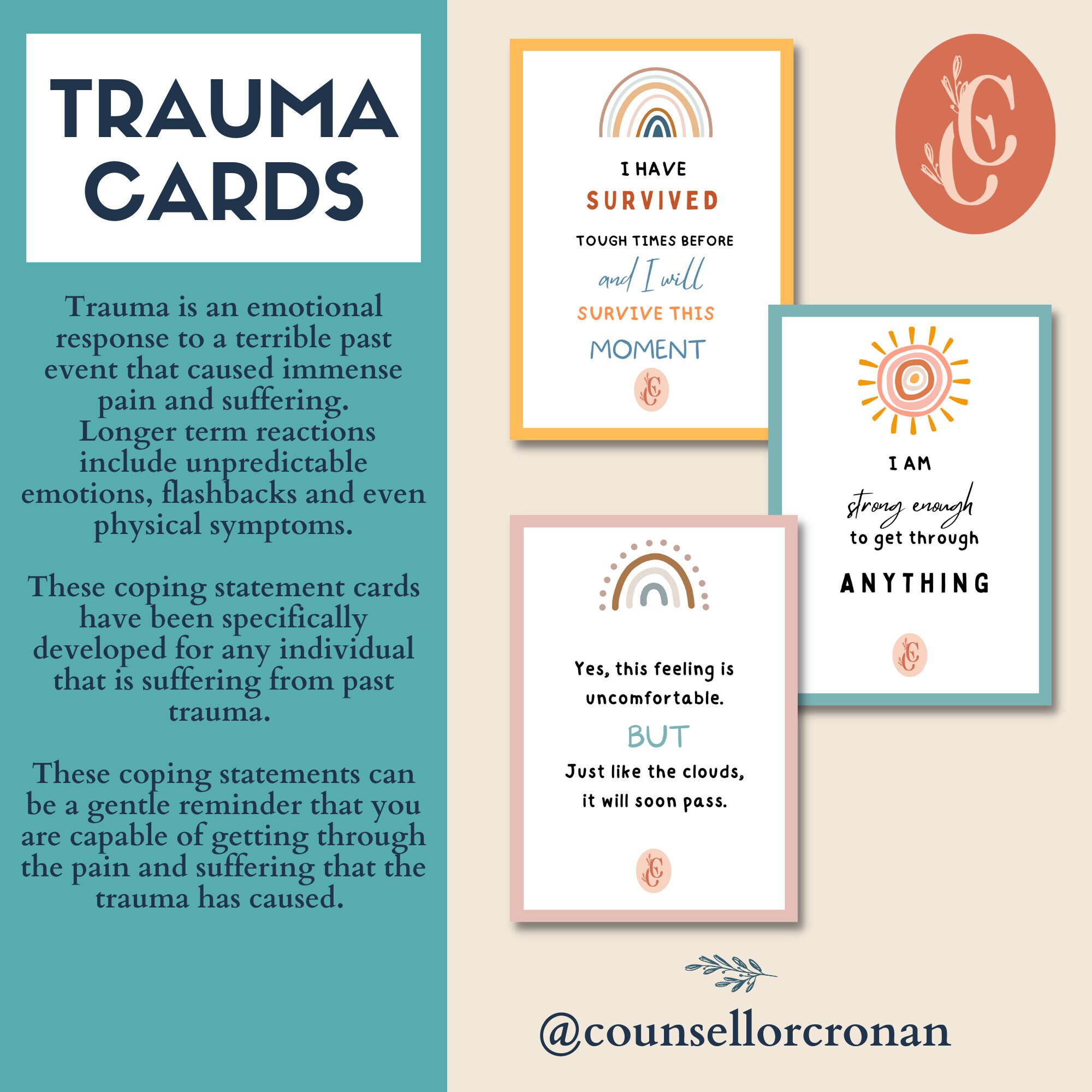 Trauma Affirmation Coping Statement Cards Suffering Healing - Etsy ...