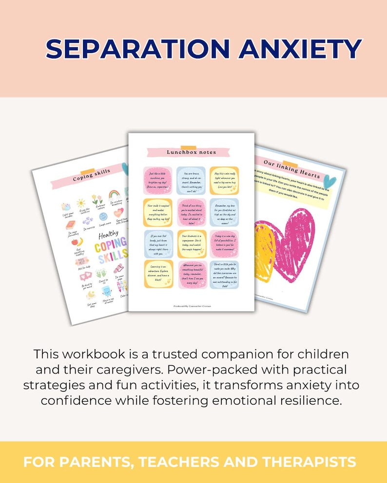 Separation Anxiety Workbook. Anxiety Relief. Kids Counselling. Art ...
