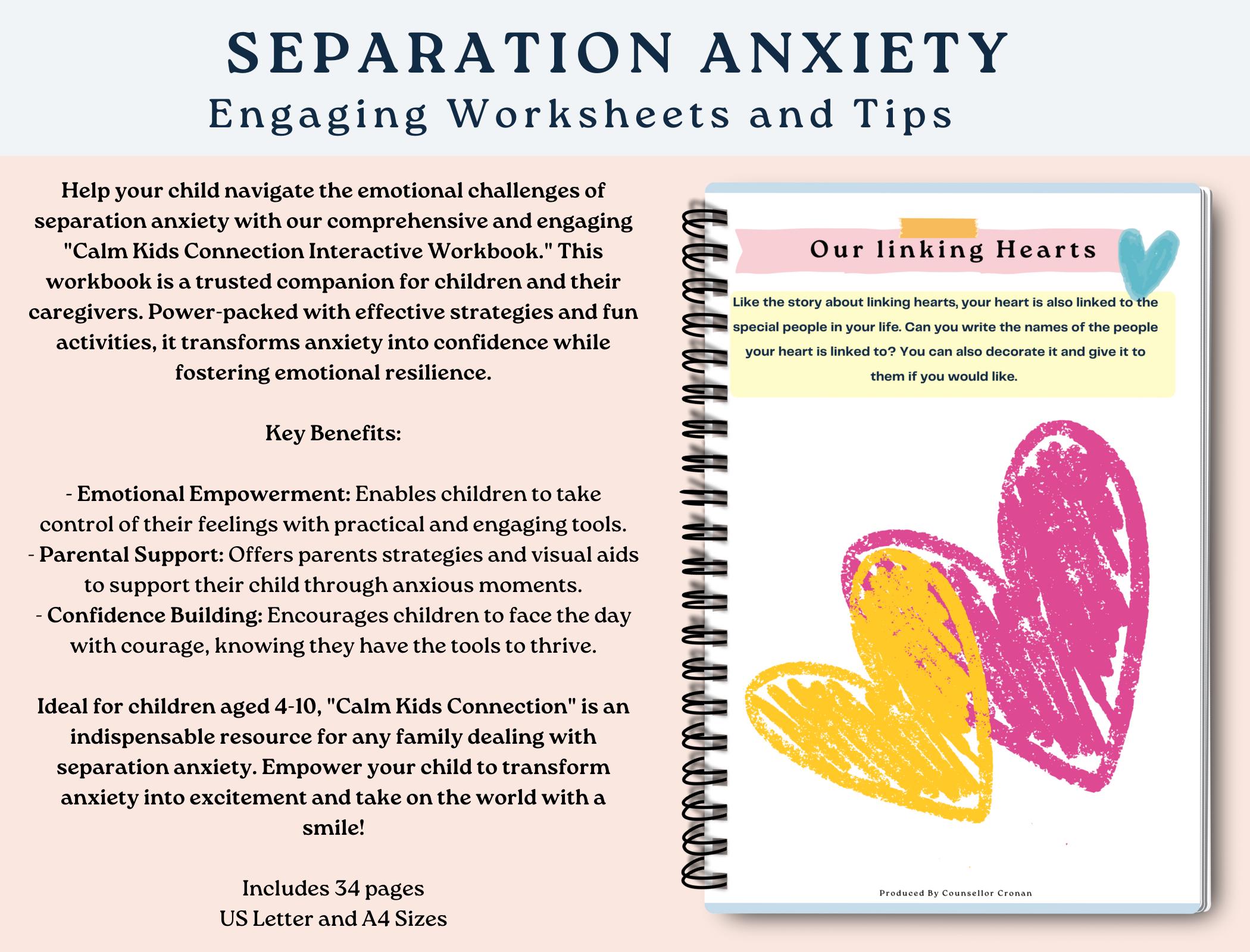 Separation Anxiety Workbook for Kids. Worries, Anxiety Relief, Kids ...