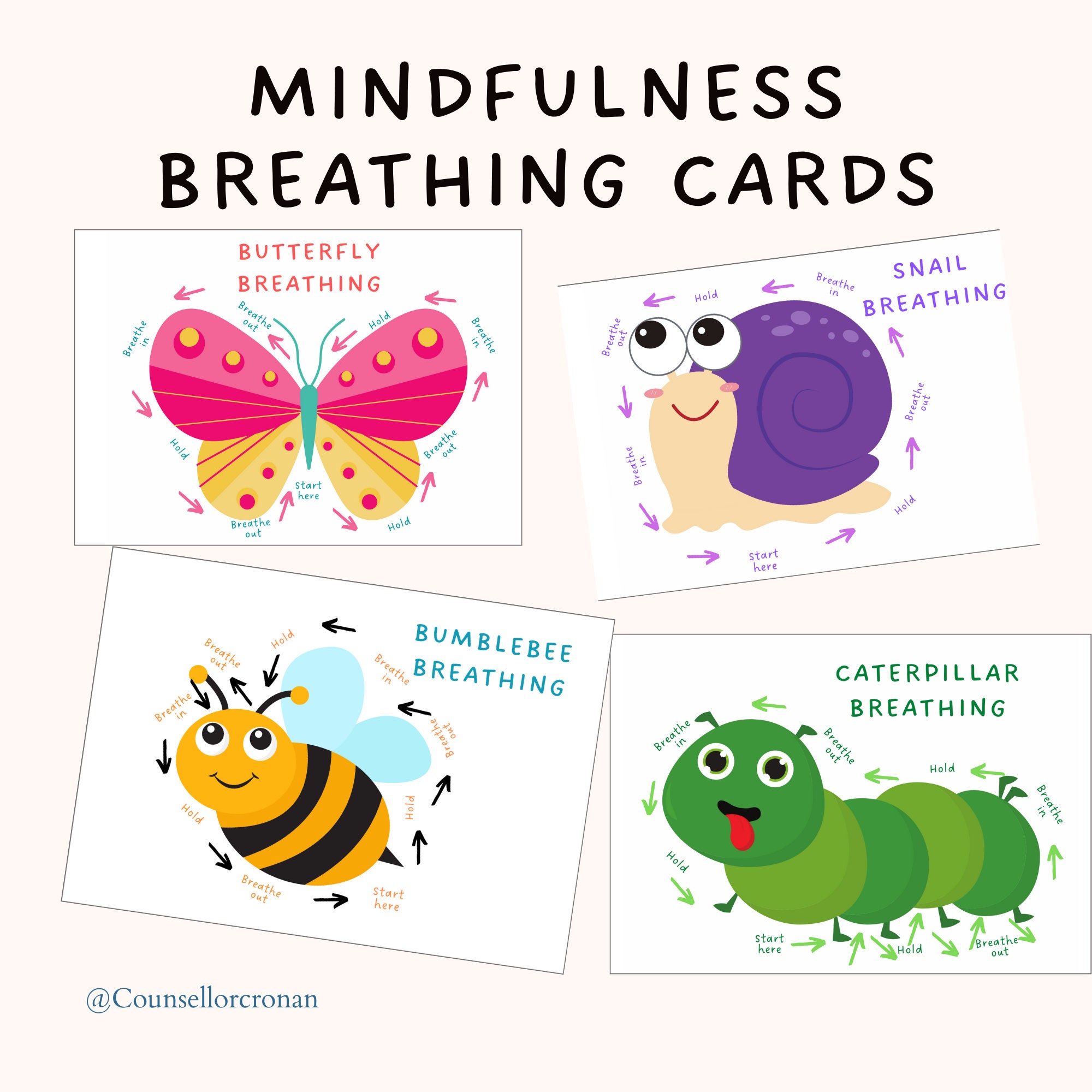 Bug Breathing Cards Kids Mindfulness Cards Coping Skills - Etsy