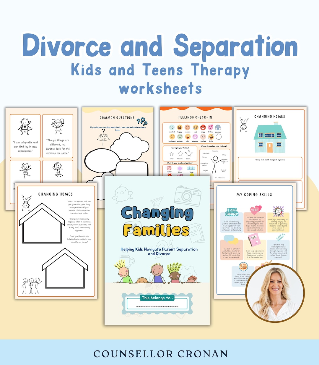 Divorce Worksheets for Kids, Separation Journal, Therapy Office Decor ...