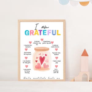 I Am Grateful Watercolor Poster - Daily Affirmations Wall Art. Bedroom ...