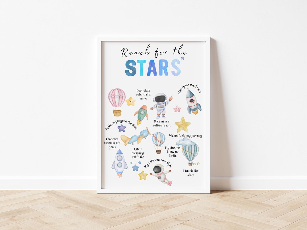 Reach for the Stars Watercolor Poster. Positive Affirmations,therapy ...
