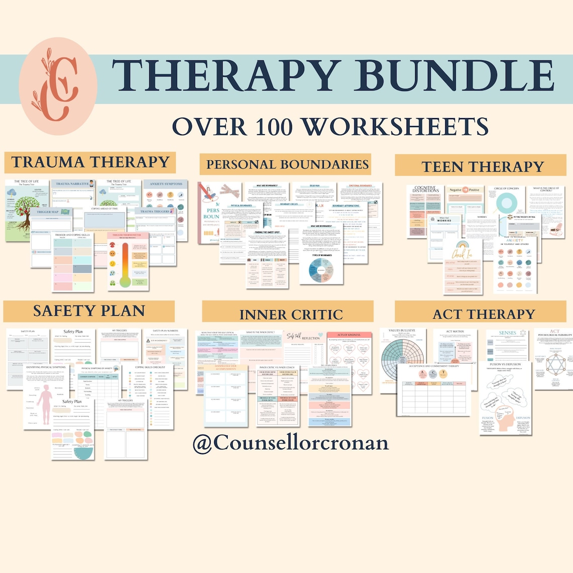Therapy Worksheet Mega Bundle Trauma Therapy Teen Mental - Etsy