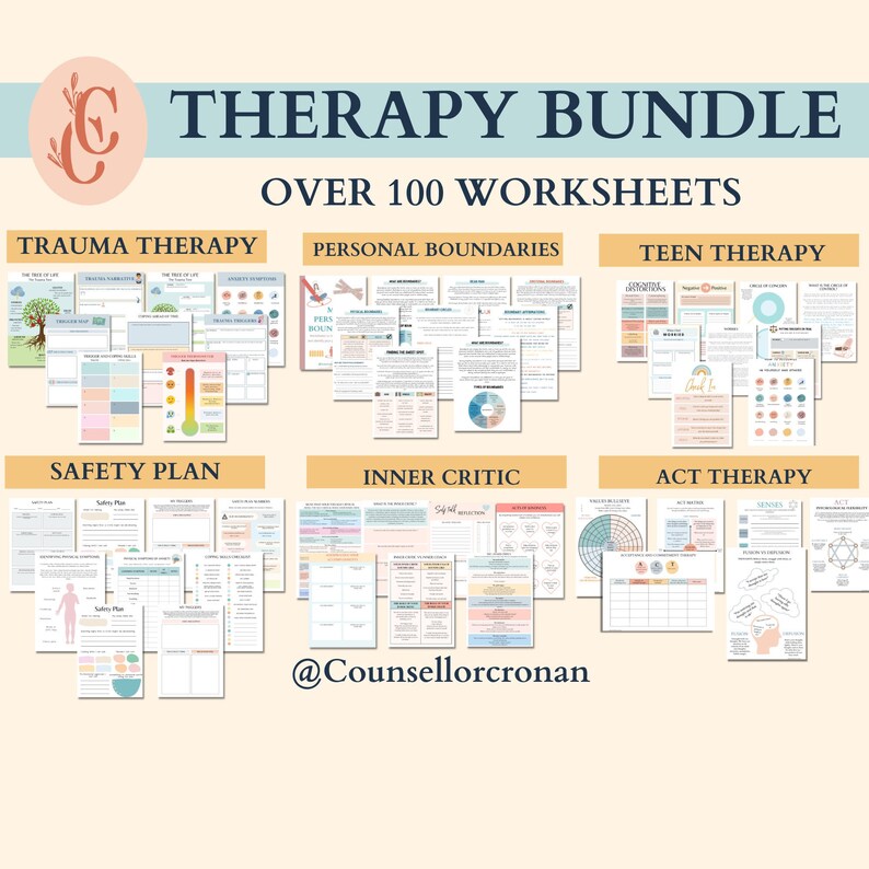 Therapy Worksheet Mega Bundle Trauma Therapy Teen Mental - Etsy