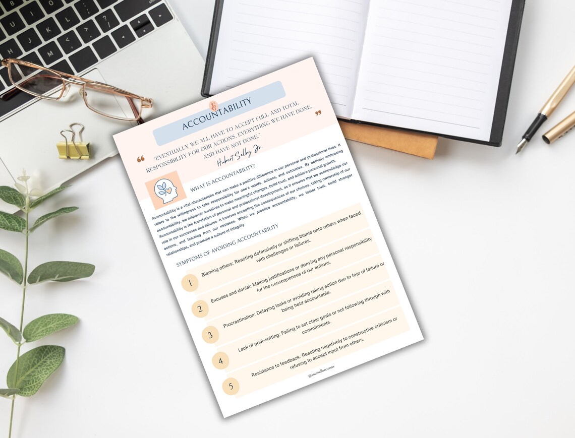 Accountability Worksheets - Self-blame Vs Accountability ...