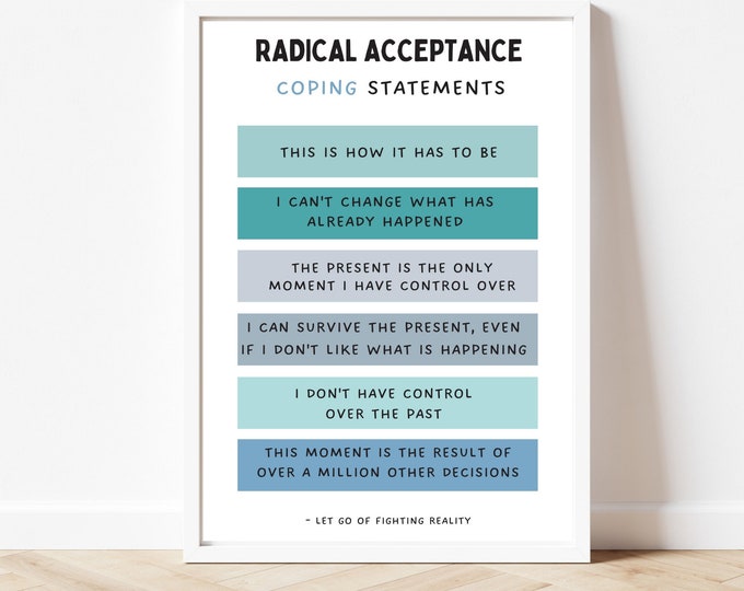 Radical Acceptance Coping Statements Poster, DBT Skills, DBT Therapy ...