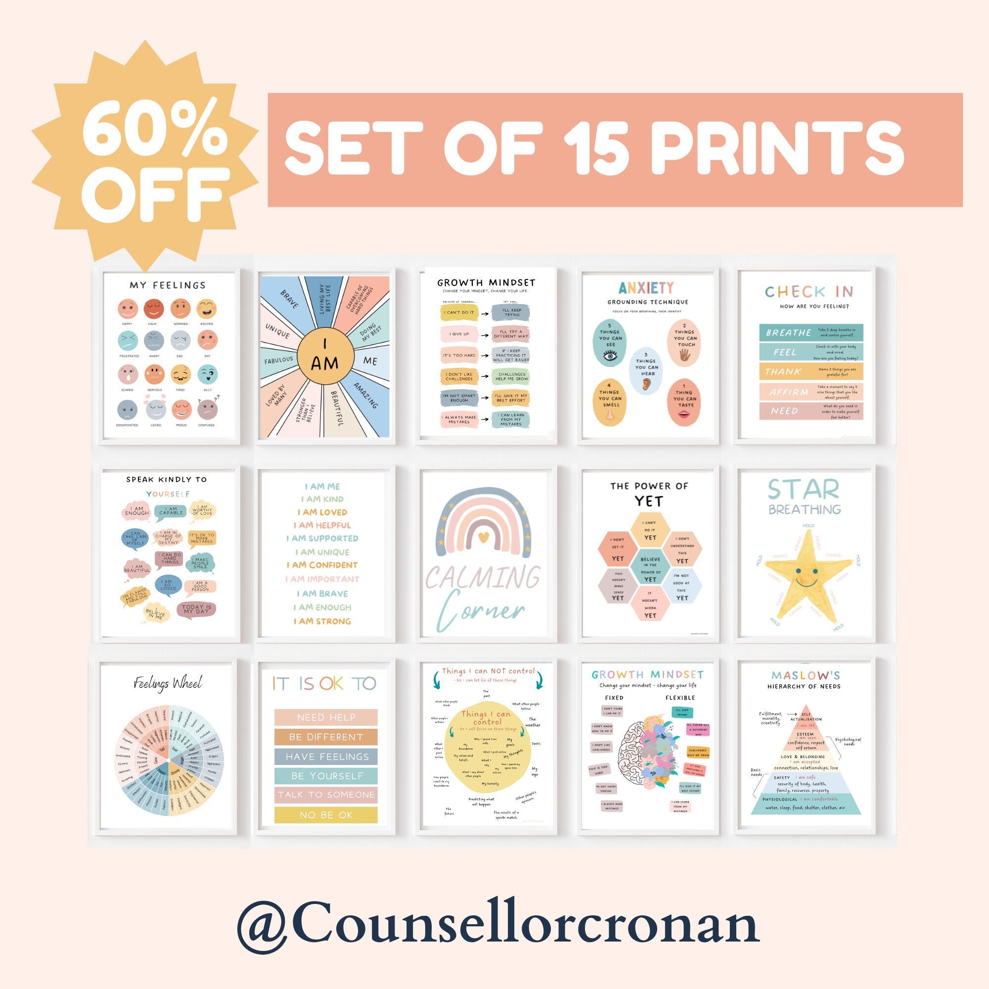 Set of 15 Calming Corner Posters Kids Mental Health Calm - Etsy