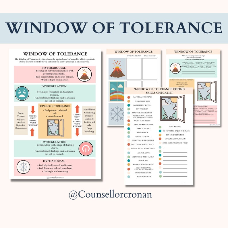 Window of Tolerance Worksheet Trauma Therapy DBT Therapy - Etsy