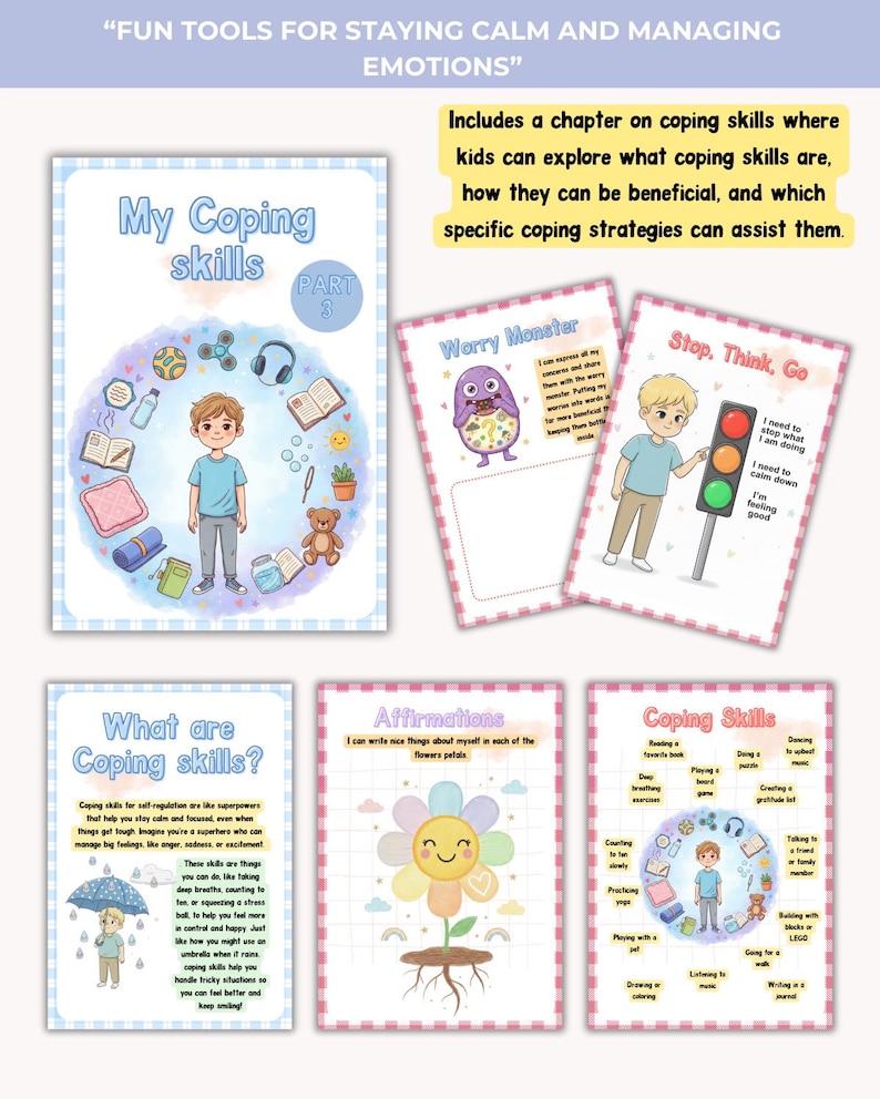 Kids Self-regulation Coping Skills Workbook. Children Feelings ...