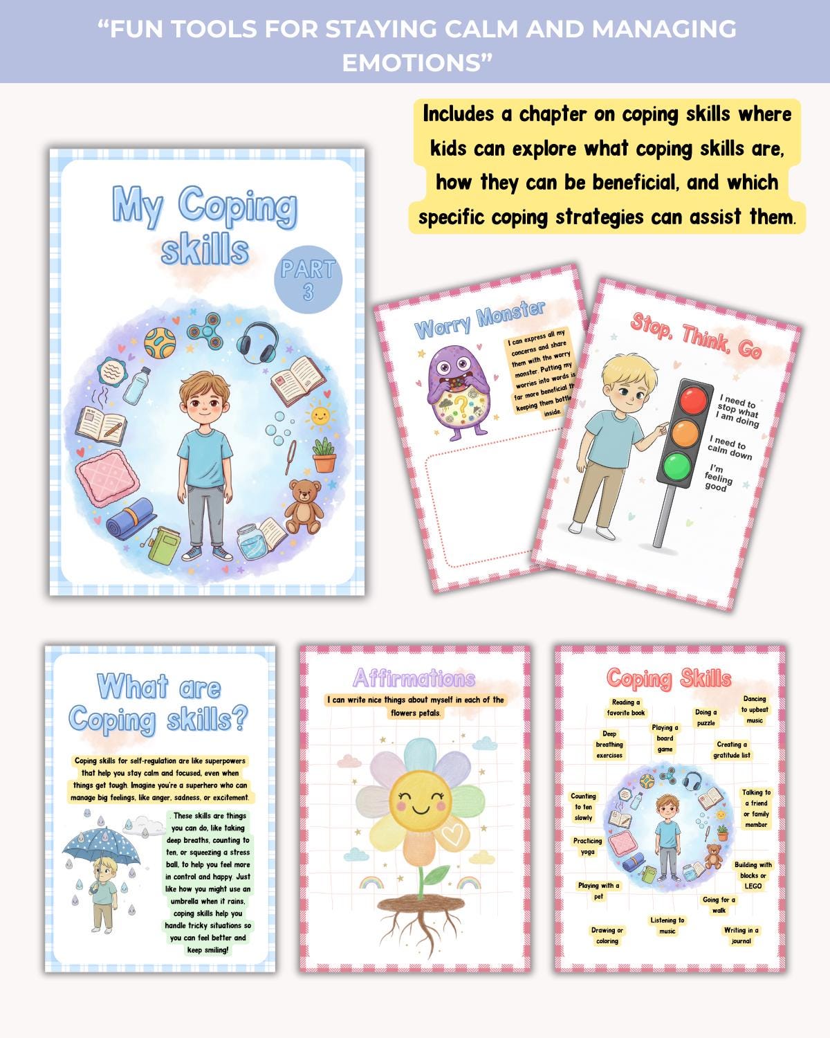 Kids Self-regulation Coping Skills Workbook. Children Feelings ...