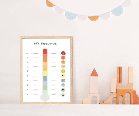 Home Décor Mental health Rainbow Feelings thermometer Feelings chart ...