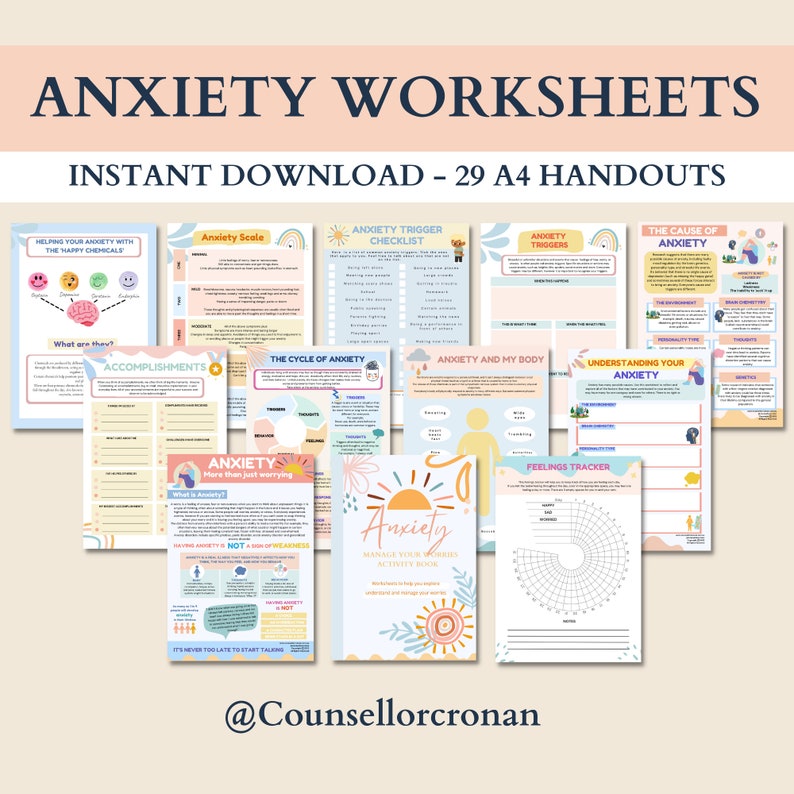 Anxiety Coping Skills Mega Bundle Therapy Worksheets Anxiety - Etsy ...
