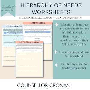 Hierarchy of Needs Worksheets, Therapy Journal, Therapy Worksheets ...