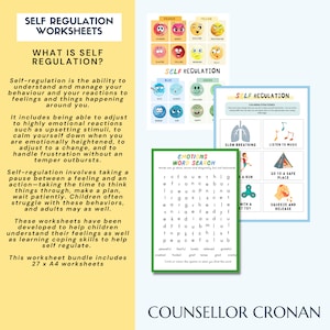 Self Regulation Zone Kids Feeling Worksheets, School Counselling ...