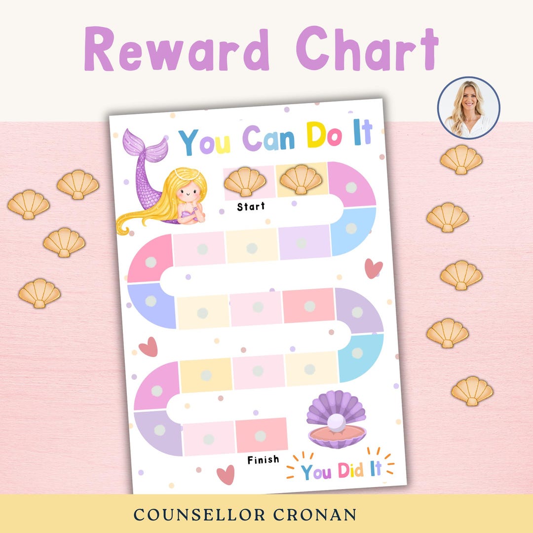 Mermaid Reward Chart, Printable Routine, Kids Behavior Chart, Colorful ...