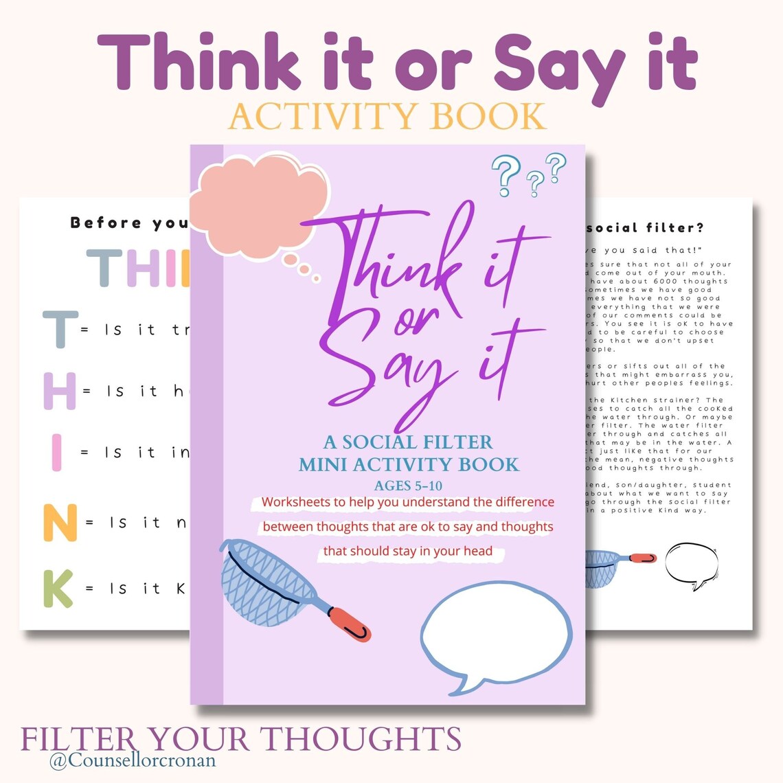 Think It or Say It Worksheets Social Filter Activities - Etsy