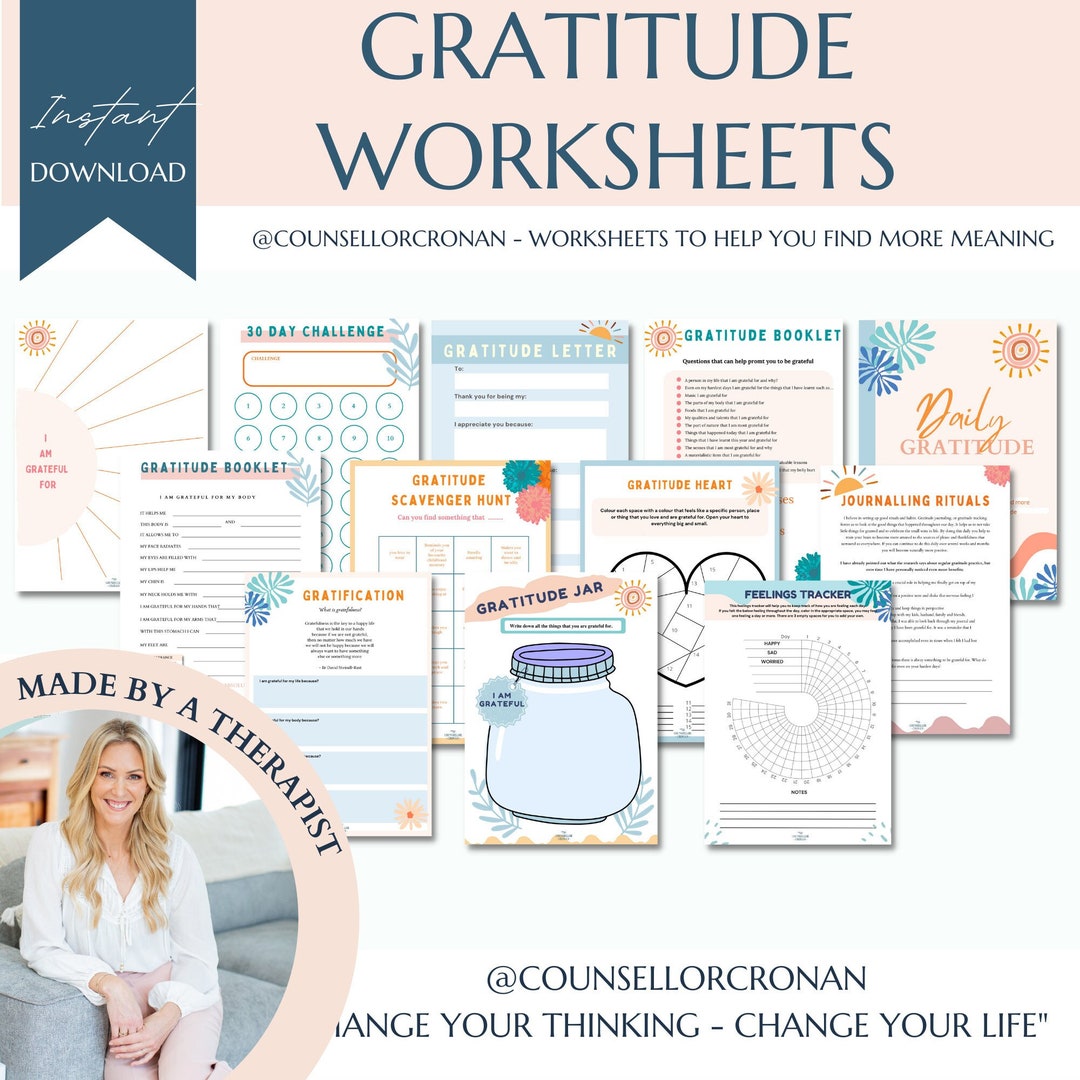 Gratitude Workbook Worksheets Therapy Office Decor Therapist - Etsy