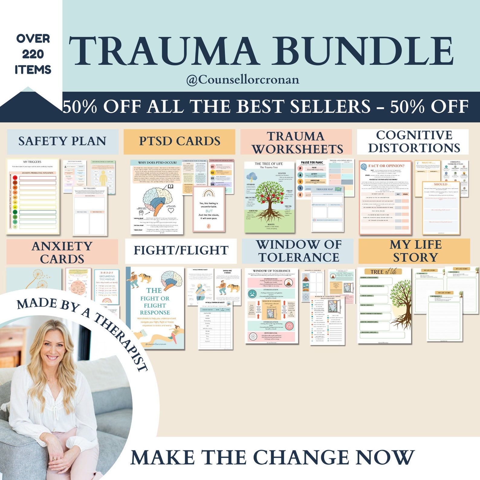 Trauma Therapy 50% off Bundle Anxiety Coping Skill Card - Etsy