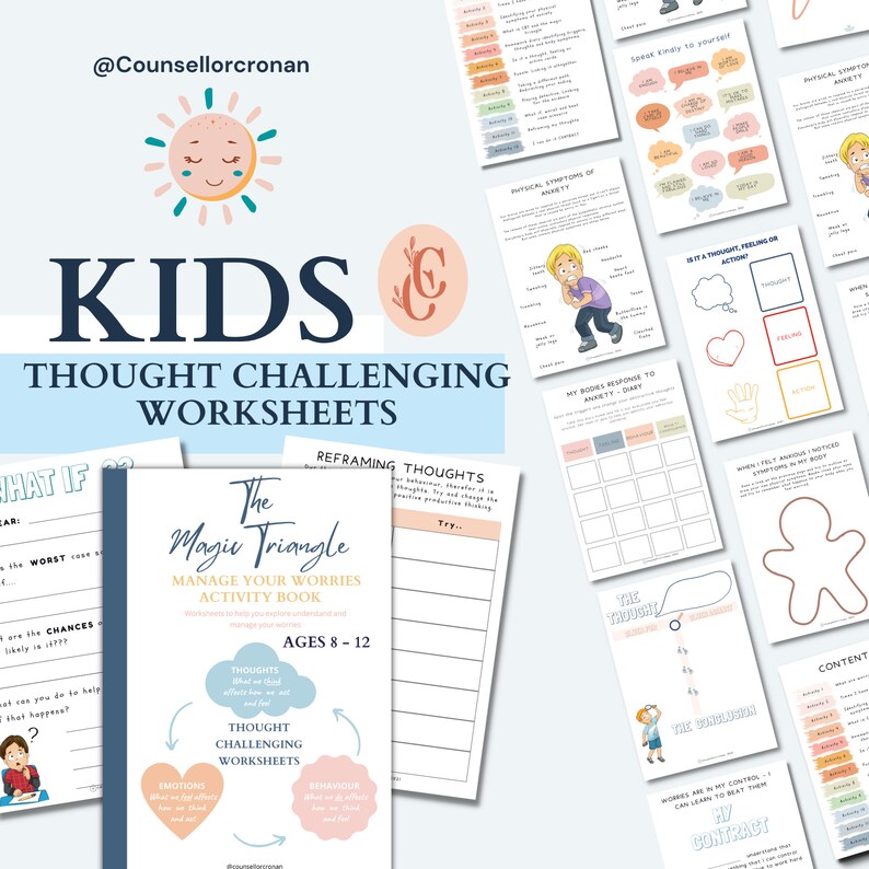 Thought Challenging Activity for Kids Therapy Worksheets - Etsy