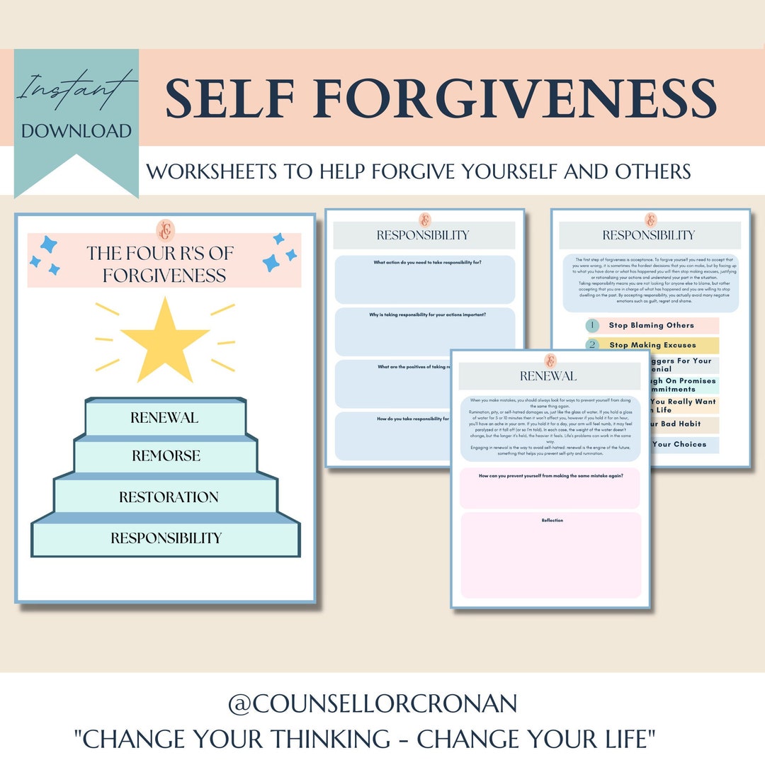 Self Forgiveness Worksheet Digital Download Journal PDF Self - Etsy
