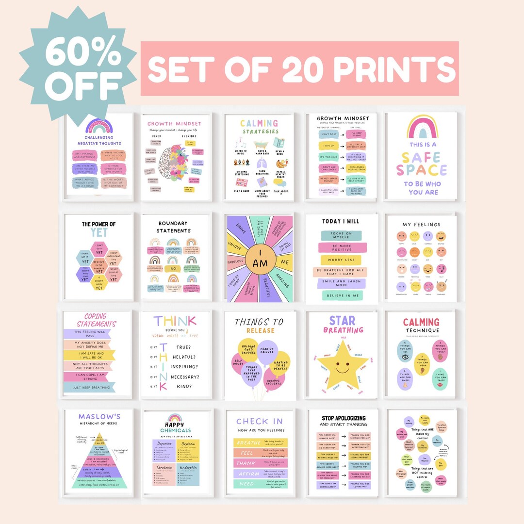 Psychologist Office Decor Wall Art Poster Bundle Rainbow - Etsy