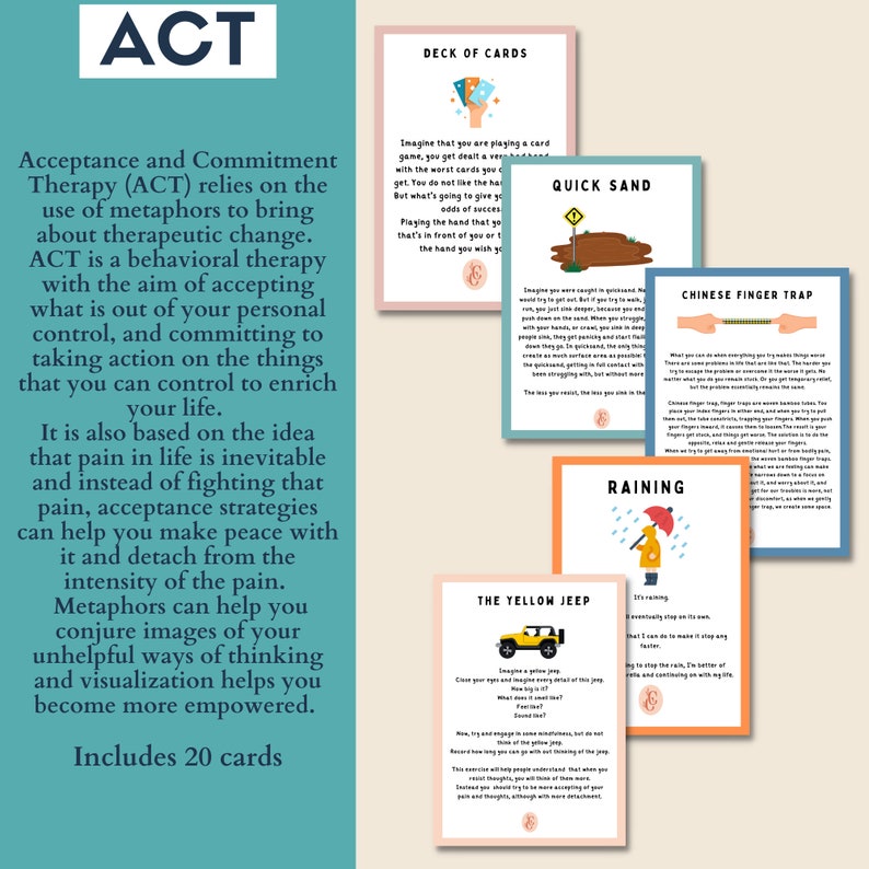 Acceptance and Commitment Therapy Metaphor Flash Cards ACT - Etsy Australia