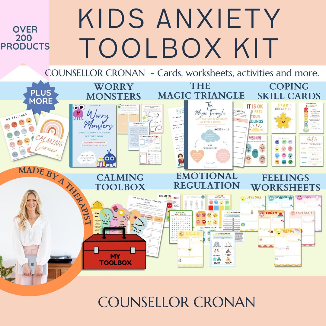 50% off Kids Anxiety Toolbox Bundle, Therapy Bundle, Calm Down ...