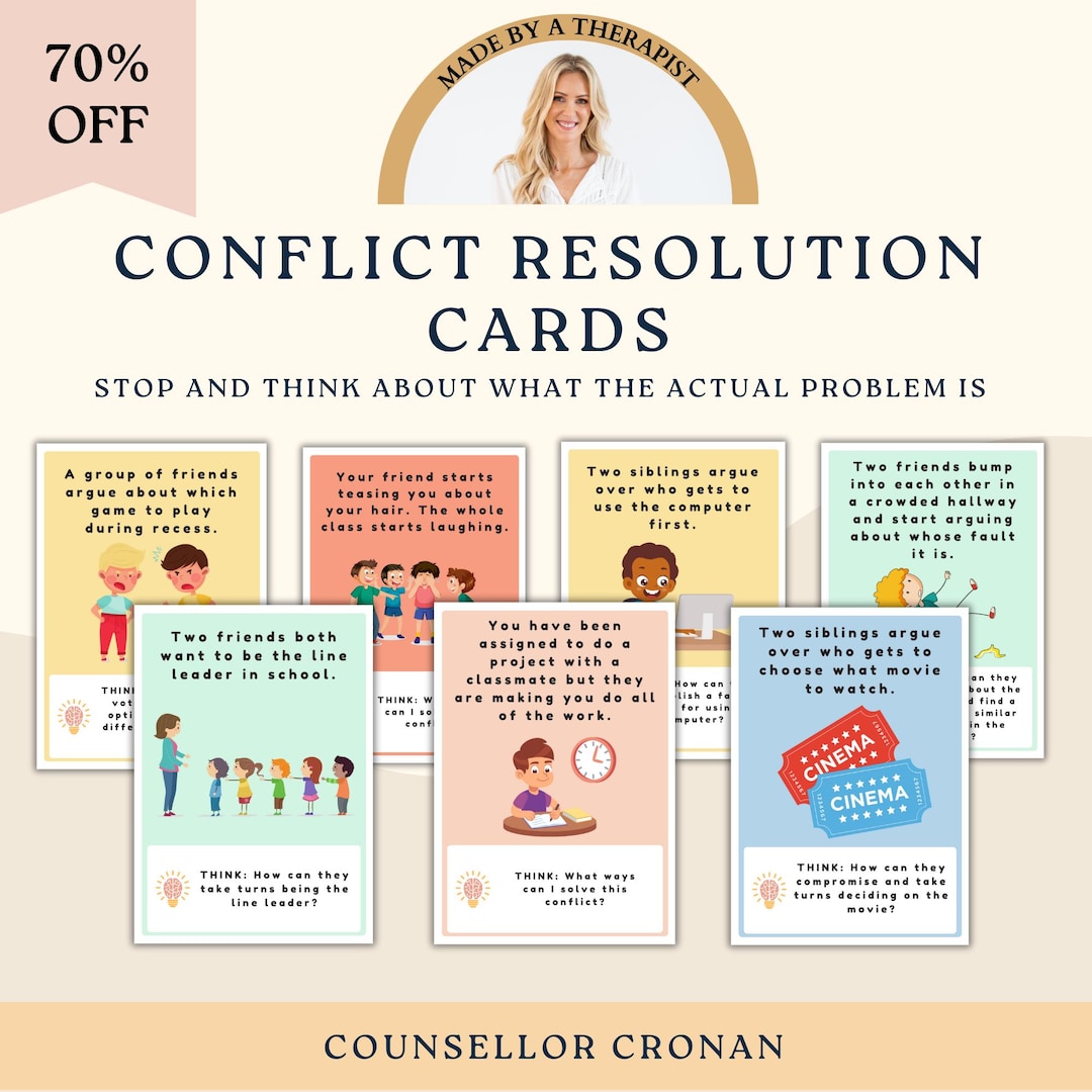 Conflict Resolution Flashcards for Kids, Social Skill Activity, Social ...