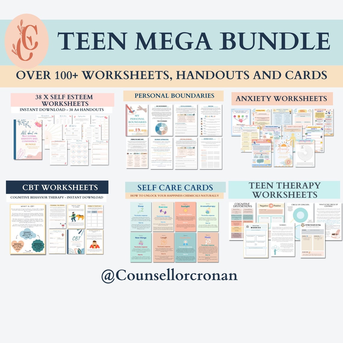Teen Therapy Mega Worksheet Bundle Therapy Workbook - Etsy