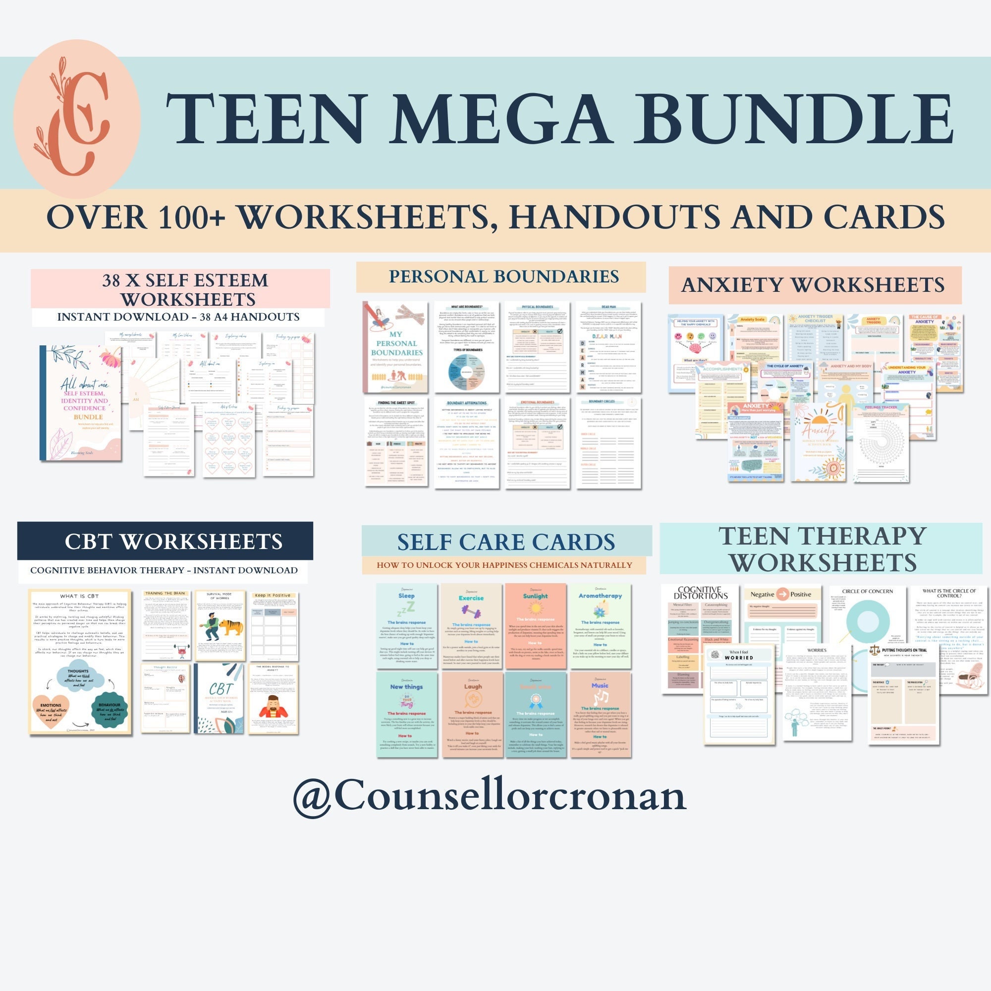 Teen Therapy Mega Worksheet Bundle Therapy Workbook - Etsy Australia