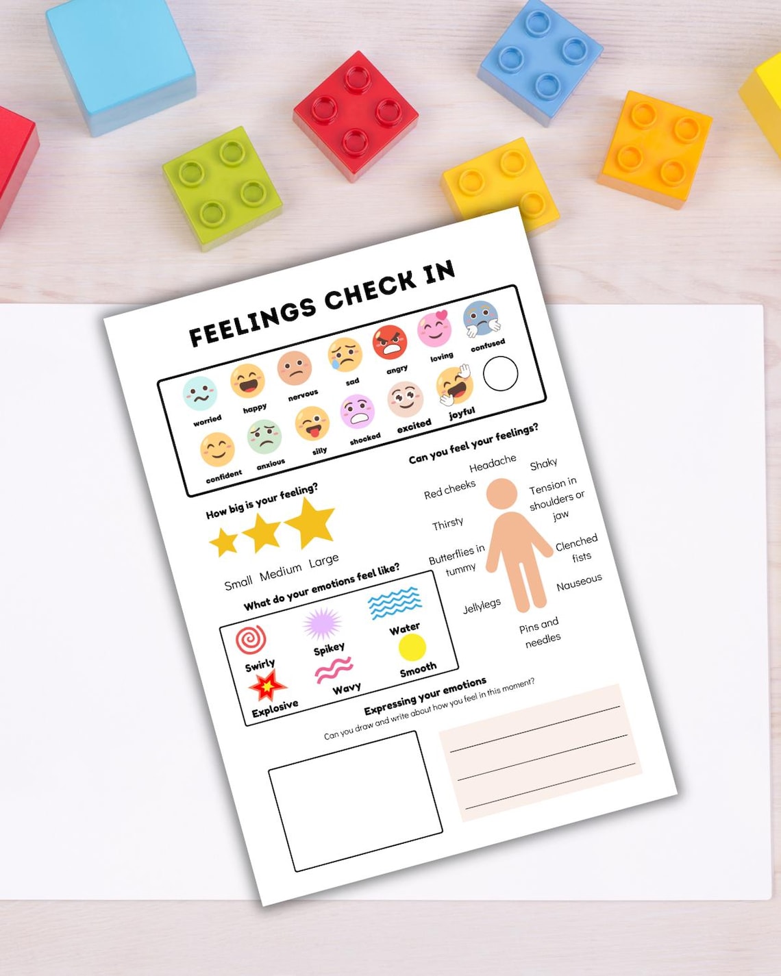 Kids Feelings Check in Worksheets. Feelings Poster, Emotional Self ...