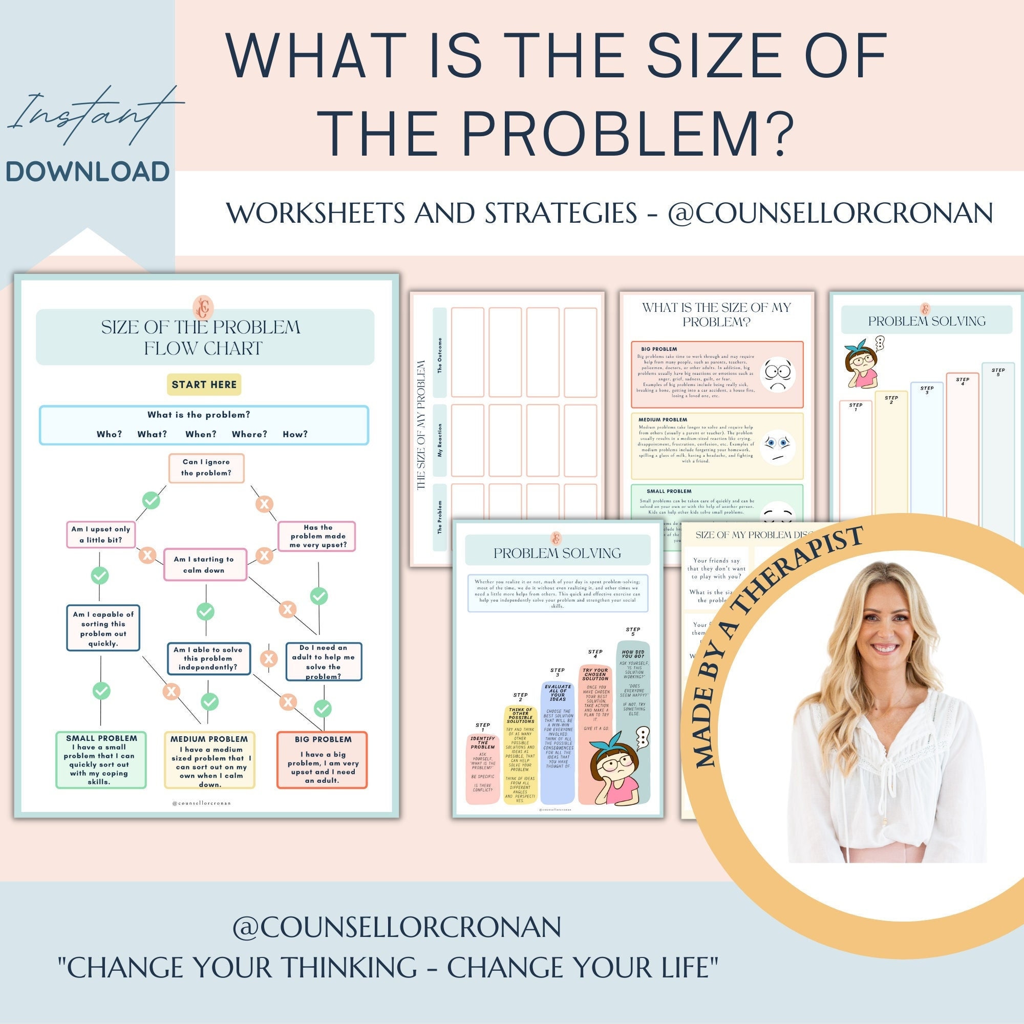 The Size of the Problem Worksheets Kids Therapy Executive - Etsy Australia