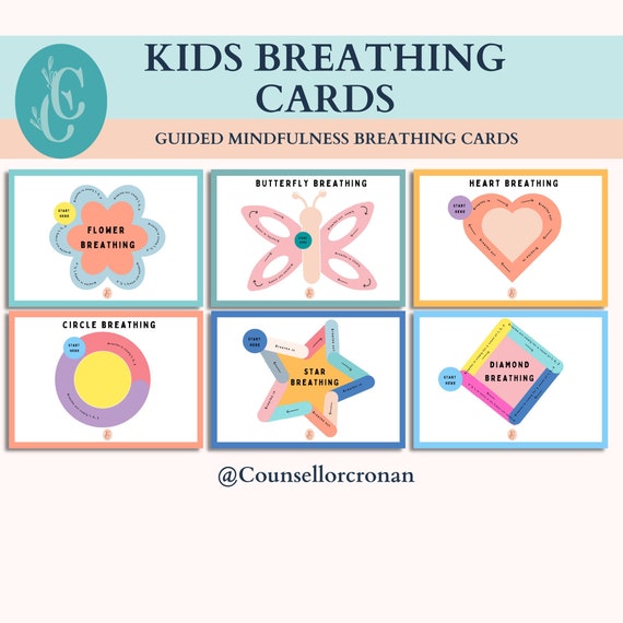 Kids Shape Breathing Cards Mindfulness Activities Calming - Etsy