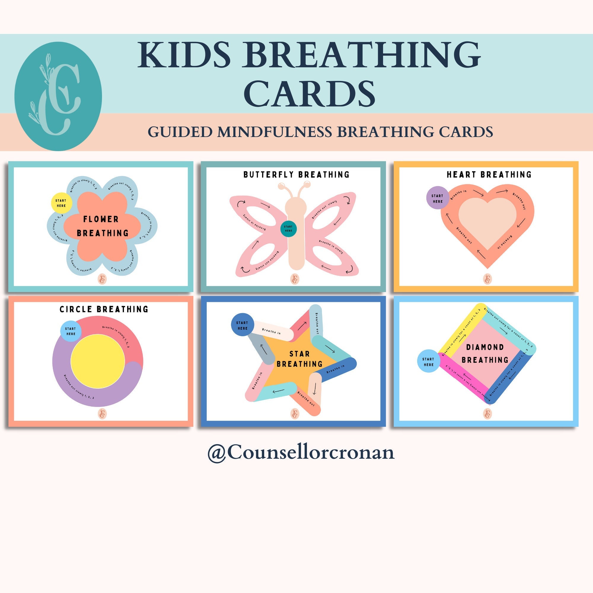 Kids Shape Breathing Cards Mindfulness Activities Calming - Etsy Australia