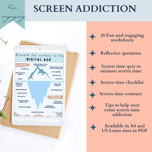 Screen Time Addiction Worksheets, Kids Therapy, Child Therapist ...